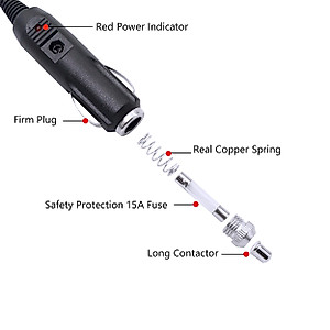 SinLoon Cigarette Lighter SAE Battery Charger Cable,12V 15A Cigarette Lighter Plug to Waterproof SAE Quick Release Adapter Extension Charging Cable with Fuse and LED Light(10FT,3 Meter)