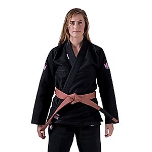 KINGZ Empowered Brazilian Jiu Jitsu Gi - Women's Lightweight Premium BJJ Kimono - IBJJF Legal - 400gsm Pearl Weave Pro Competition - (Black) F3