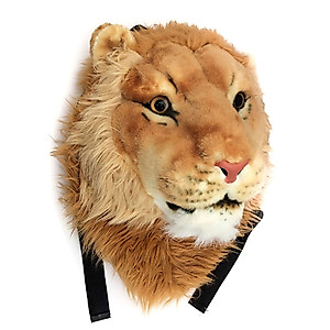 3D Animal Head Backpack Bag Backpack tiger/Lion/leopard/black bear Head Backpack Bag Knapsack and Wall Mount (lion)