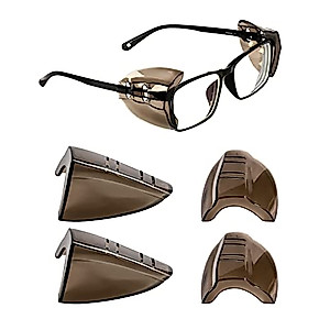 2 Pairs Eye Glasses Side Shields, Flexible Slip on Side Shields for Prescription Glasses Fits Small to Medium Eyeglasses (Brown-2)