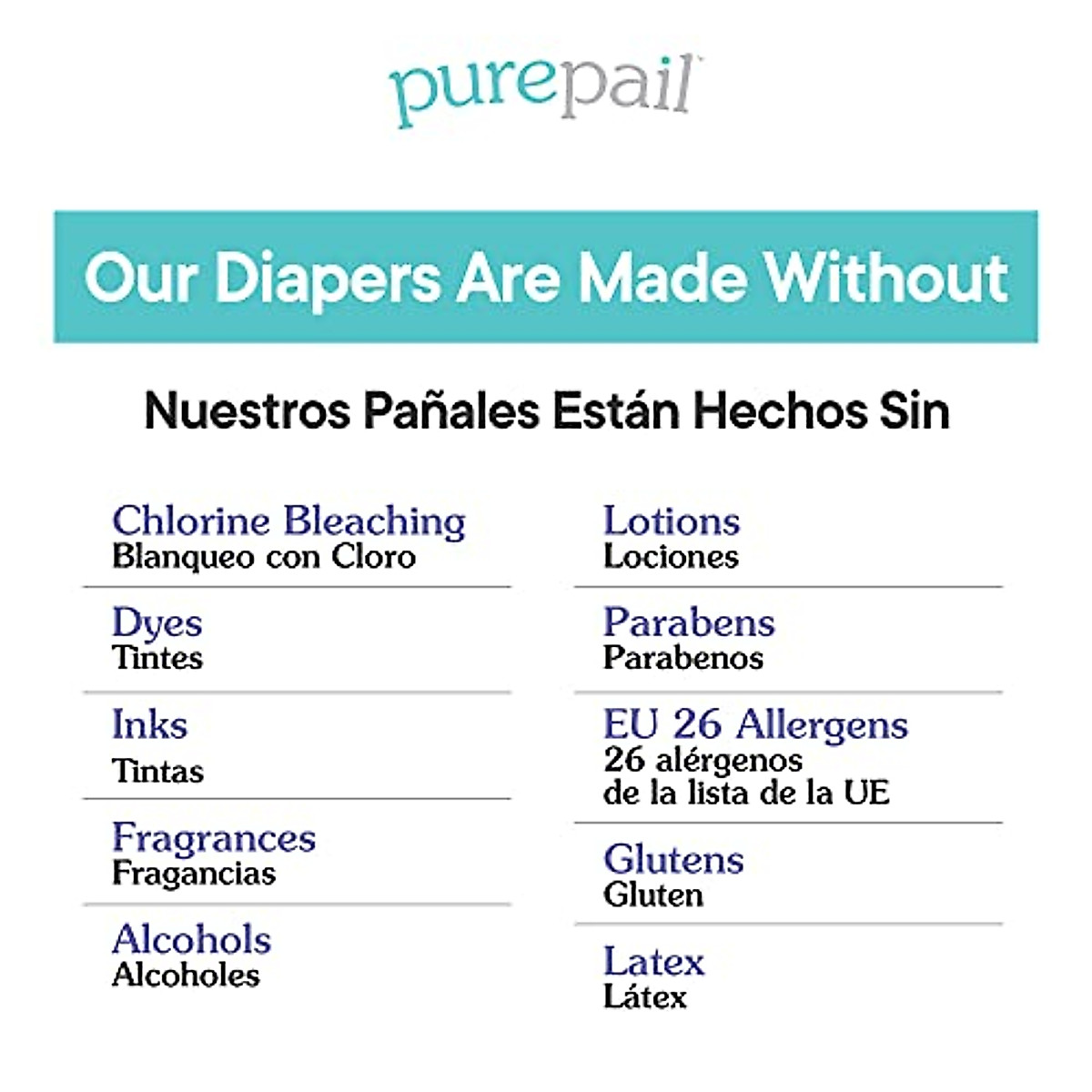 PurePail Disposable Diapers — Size 4 — 22-37 lbs — Chemical Free for Sensitive Skin — Unscented — Just Pure Fit — 152 Count