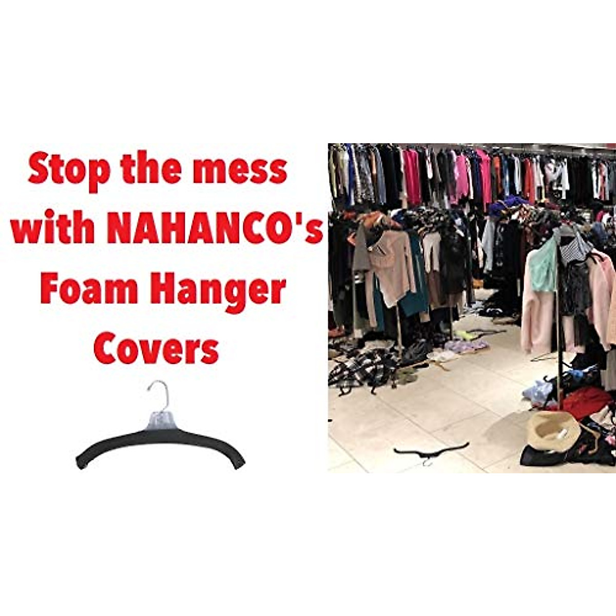 NAHANCO 2045C 17" Foam Hanger Covers, Grey (Bulk pack of 500)