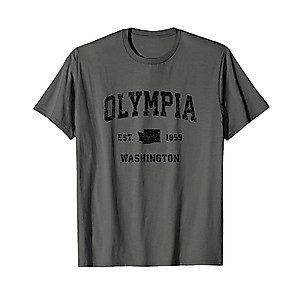 Olympia Washington WA Vintage Sports Design Black Print T-Shirt