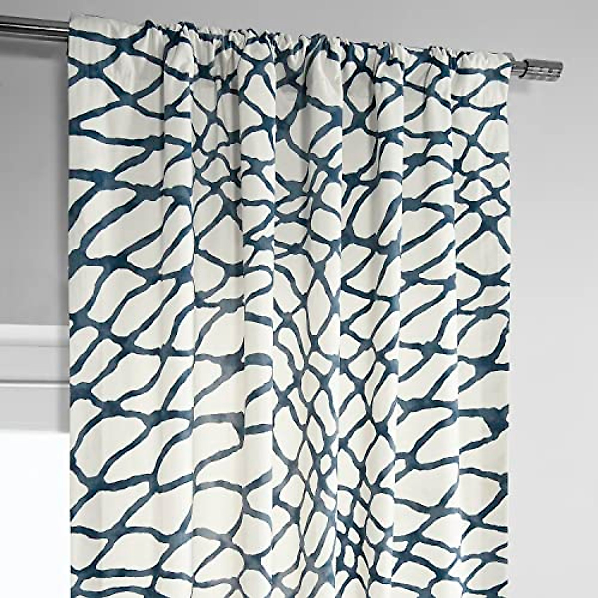 HPD Half Price Drapes Printed Cotton Twill Curtains For Room Décor 50 X 108 (1 Panel), PRTW-D50C-108, Ellis Blue