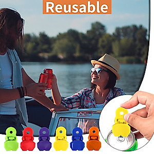 Ginfonr 6 Pieces Color Manual Easy Can Opener, Premium Plastic Shields Tab Openers, Soda Can Lids Soda Can Cover Pop Cover Beer or Soda Cans at Picnic, BBQ, Protect Cold Drinks from Bees
