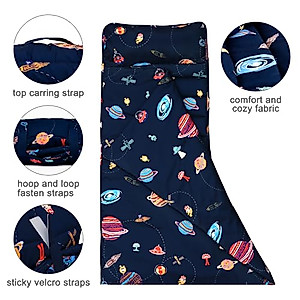 PHF Space Toddler Nap Mat Set, with Removable Pillow for Toddler Boys Girls, Soft and Lightweight for Daycare, Preschool, Travel, Kindergarten Sleeping Bag, Fits Ages 3-6 Years, Space