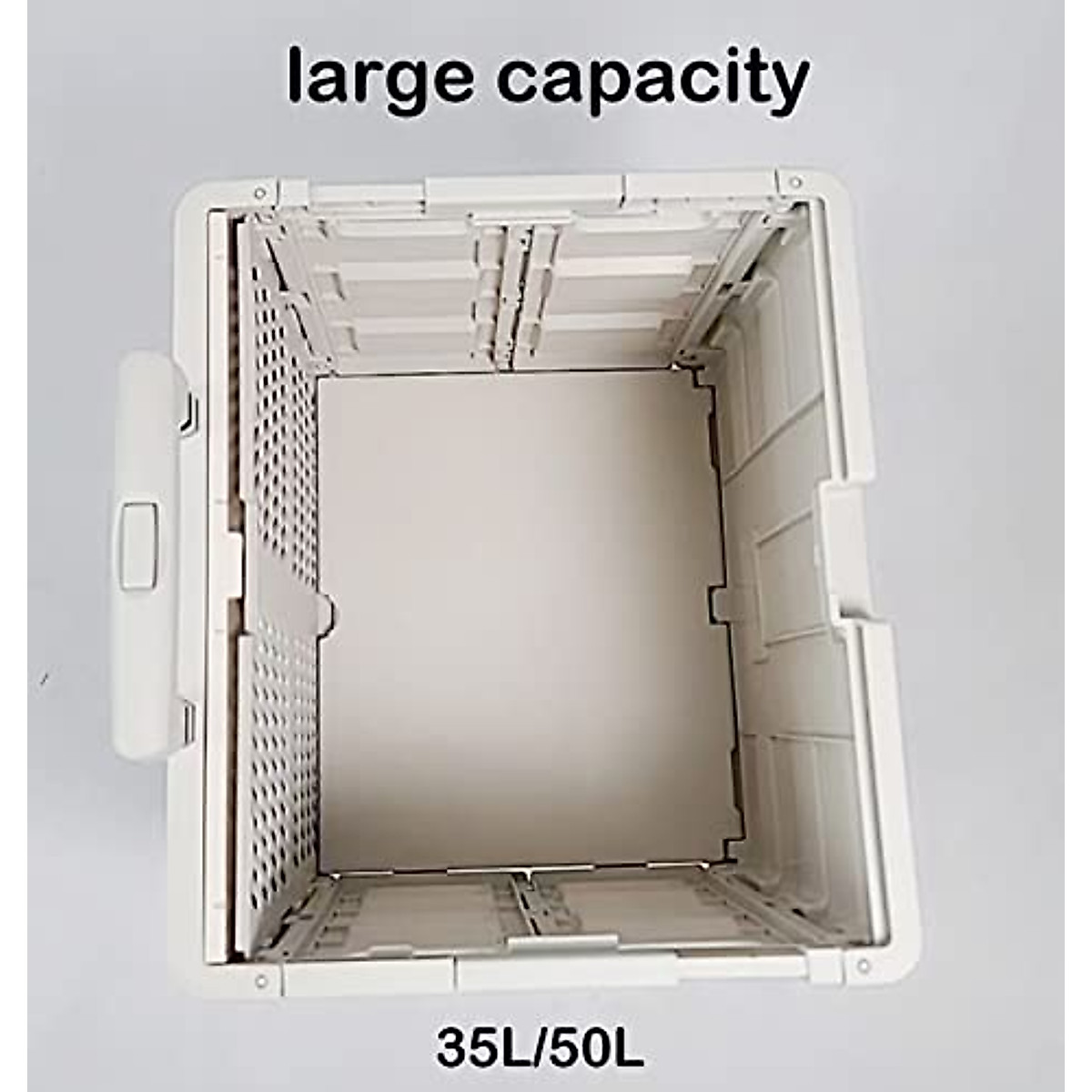 Folding Shopping Trolley Cart, Handle Trolley Cart, Utility Trolley Box, Cart Foldable Rolling Pull Cart Collapsible Utility Cart with Lid and Telescopic Handle 35L/50L Storage Crate with Wheels
