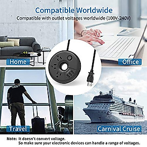 Power Strip with USB Ports Bundle, NTONPOWER Portable Desktop Charging Station with 3 Outlets 3 USB, 5 ft Extension Cord and 25 ft Extension Cord, Compact for Home, Office, Dorm Room, Cruise, Black