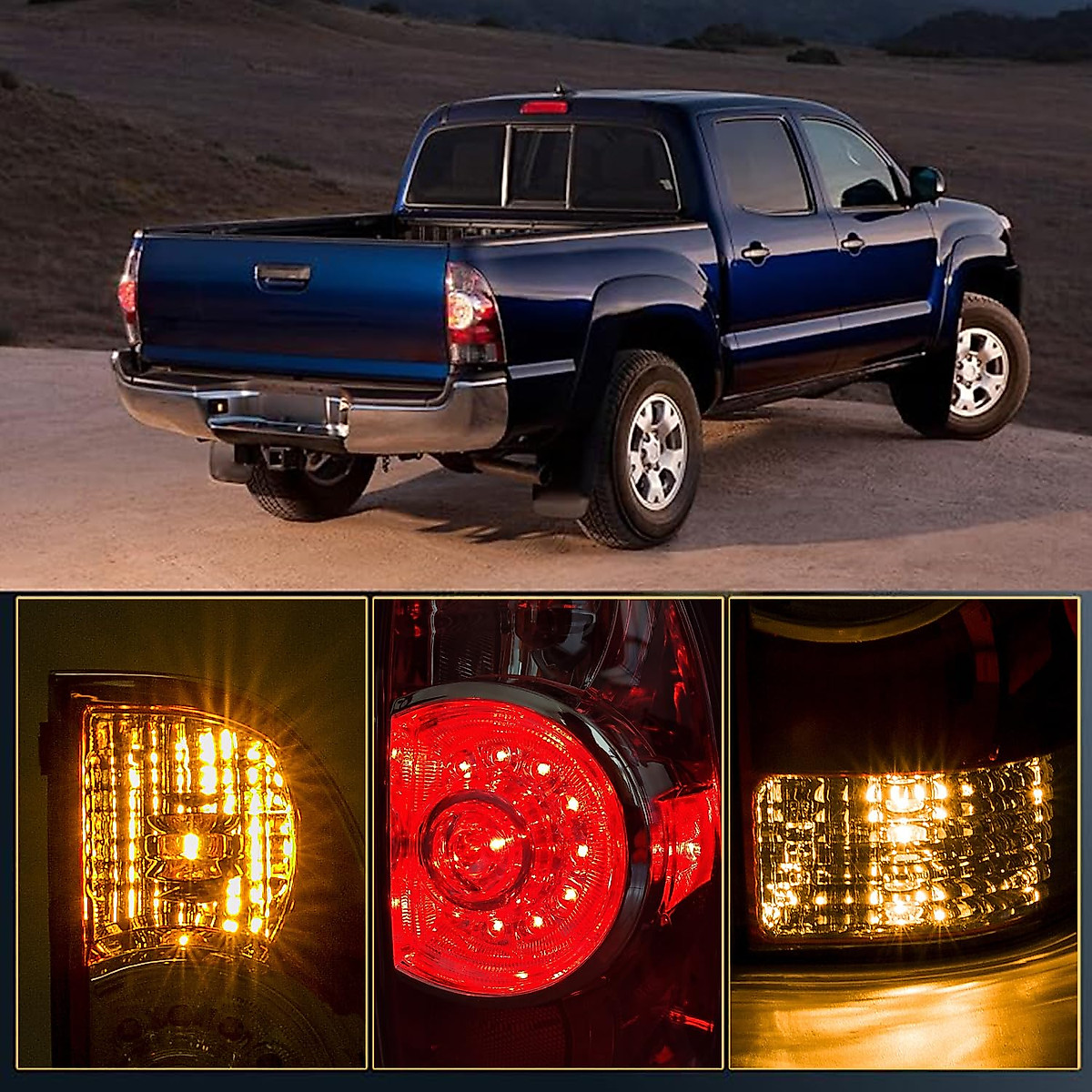 RANSOTO Driver & Passenger Side LED Tail Light Compatible With 2005-2015 Toyota Tacoma Taillights Rear Lamp with Harness and Bulbs Replace 8156004160 8155004160