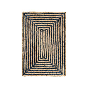 Superior Braided Dyed Jute Handwoven Indoor Area Rug, Jute Floor Decor for Entry, Kitchen, Living Room, Dining Room, Bedroom, Office, Apartment, Hand-Woven Modern Farmhouse Rugs, 2' x 3', Navy Blue