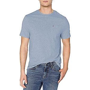 Tommy Hilfiger Men's Tall Essential Short Sleeve Cotton Crewneck Pocket T-Shirt, Malaga Blue Heather, XX-Large Big