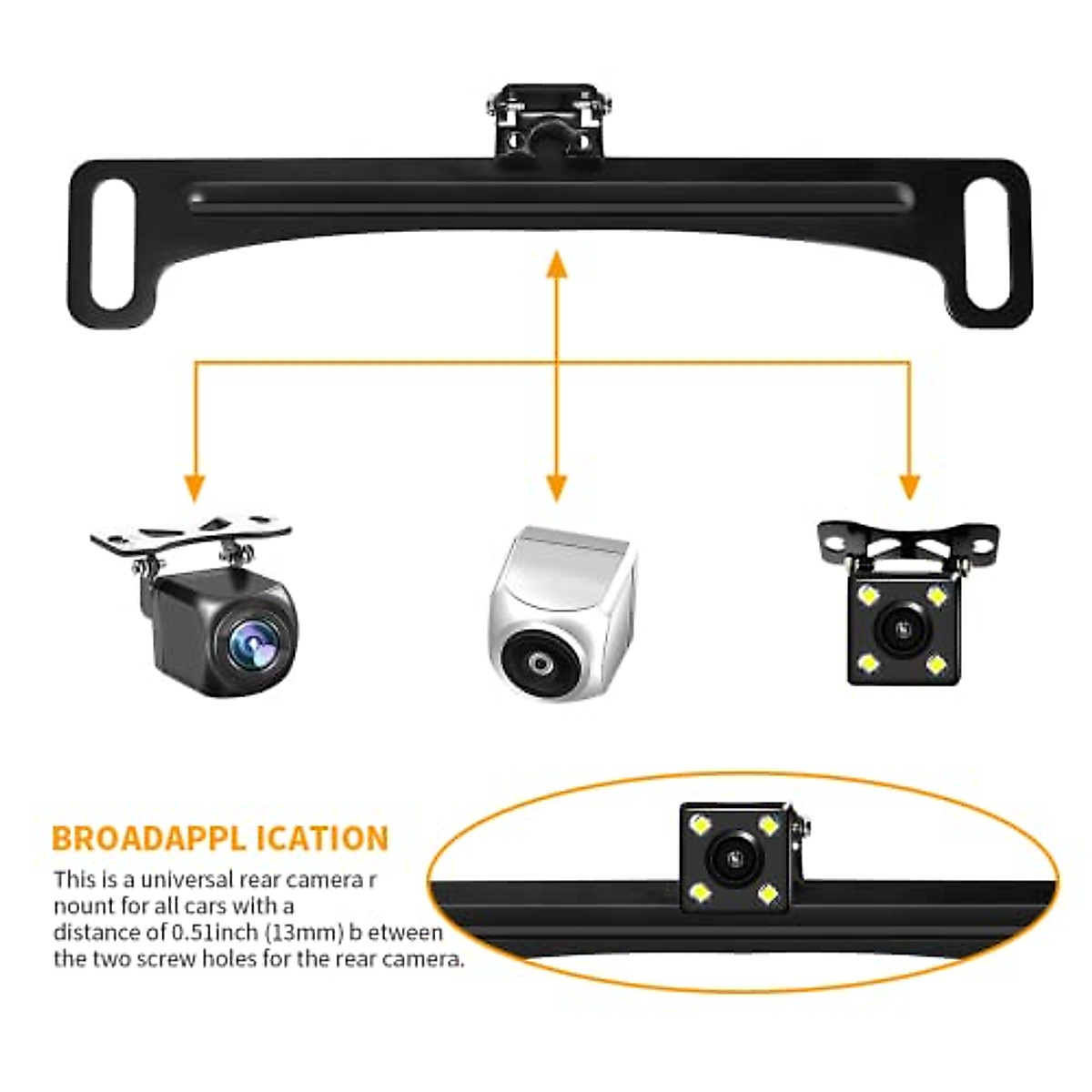 Universal Reverse Camera Metal Bracket, Backup Camera Bracket for Dash Cam Mirror Camera Kit, Stable Car Rear View Camera License Plate Bracket Mount Only for US License Plate