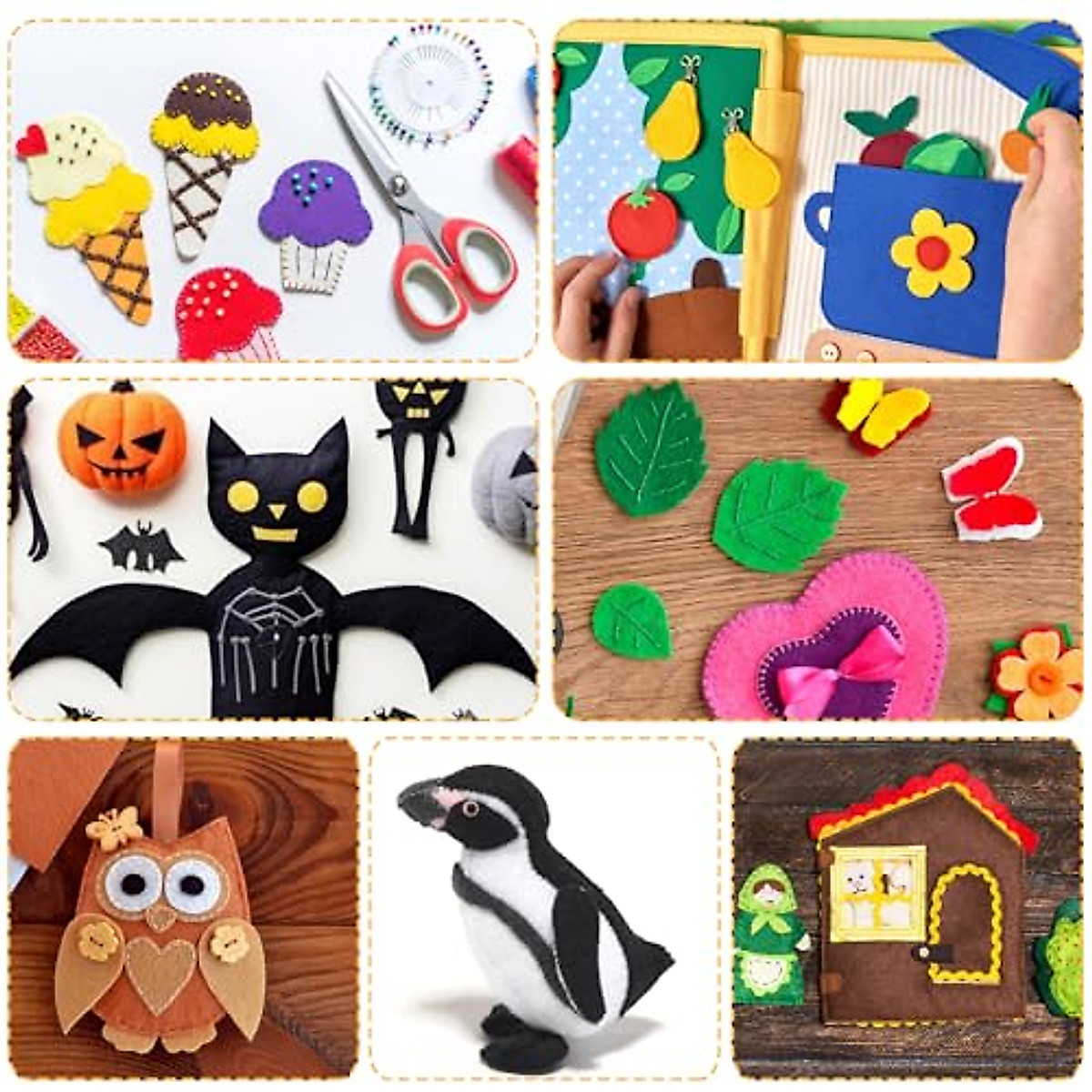 Felt Sheets for Crafts 9PCS 11.8 * 7.9in Wool Stiff Felt Sheets Soft Fabric Skin Felt DIY Patchwork Rug Arts and Crafts Fabric Pieces (Black+White+Gray)