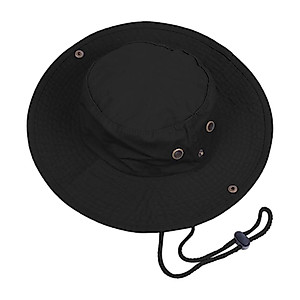 Bucket Hat Hiking Fishing Wide Brim UV Sun Protection Safari Unisex Boonie (Black, Small/Medium)