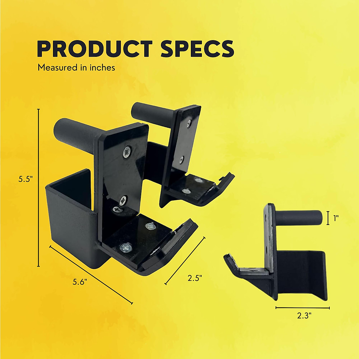 HULKFIT Pro Series 2.35” x 2.35” Power Cage Squat Rack J Hooks J Cups with Nylon Resin Pad Barbell Storage Attachment Accessories - Pair