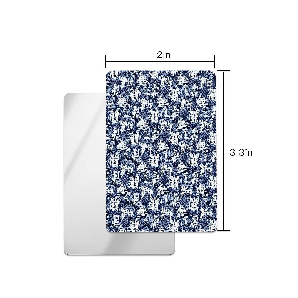 Carosoffe Blue White Small Compact Mirror for Purse, Geometric Abstract Art Retro Linen Texture Travel Makeup Mirror for Women Men, Rectangular Handheld Compact Pocket Mirror 4 PCS