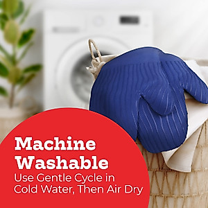 BIG RED HOUSE Oven Mitts and Pot Holders Sets, with The Heat Resistance of Silicone and Flexibility of Cotton, Recycled Cotton Infill, Terrycloth Lining, 480 F Heat Resistant Pair Royal Blue