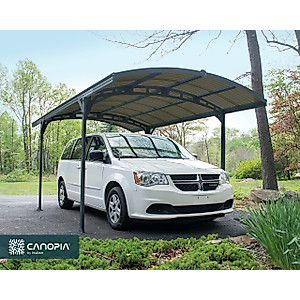 Palram - Canopia Atlas 10 x 16 Metal Carport, Heavy Duty Car Port, Weather-Protected Gray Aluminum Frame, Bronze Polycarbonate RV & Car Storage, UV Protected, DIY Truck Garage Kit, 10-Year Warranty