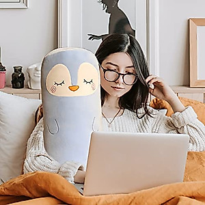 FJMY Long Stuffed Animal Plush Kawaii Body Pillow,Super Soft Hugging Plush Animal Gift for Girl Kid Birthday Valentine (Penguin,27.5in/70cm)