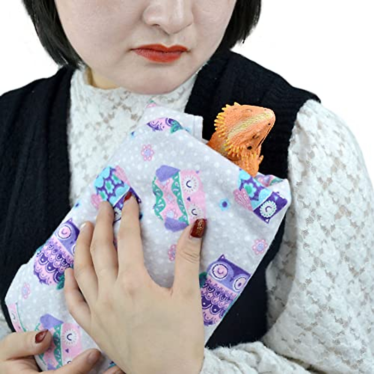 Soft Bearded Dragon Blanket with Pillow for Bearded Dragon Leopard Gecko Lizard Bath Towel Wrap to Snuggle or Sleep 18 × 18 Inch