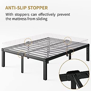 Gdduck 18 Inch Queen Size Bed Frame Platform Metal Bed Frame with Storage，Sturdy Steel Frame No Box Spring Needed,Black Frame Heavy Duty Noise-Free,Easy Assembly，Support up to 3500lbs