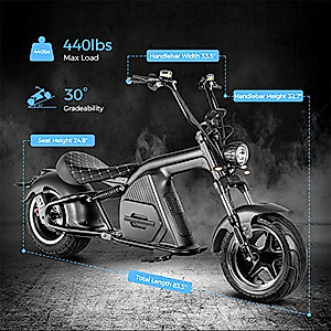eAhora DOT Approved M8 Electric Motorcycle for Adults, 37MPH 2000W Motor 60V 30Ah Lithium Battery 40 Miles Range, Vacuum Tires Full Suspension Dual Hydraulic Brakes, 1-2 Persons Street Legal Bike