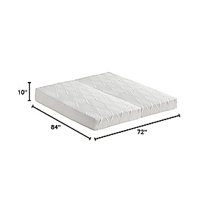 Lexicon Amira 10-Inch Gel Infused Memory Foam Mattress, Split Cal King, White