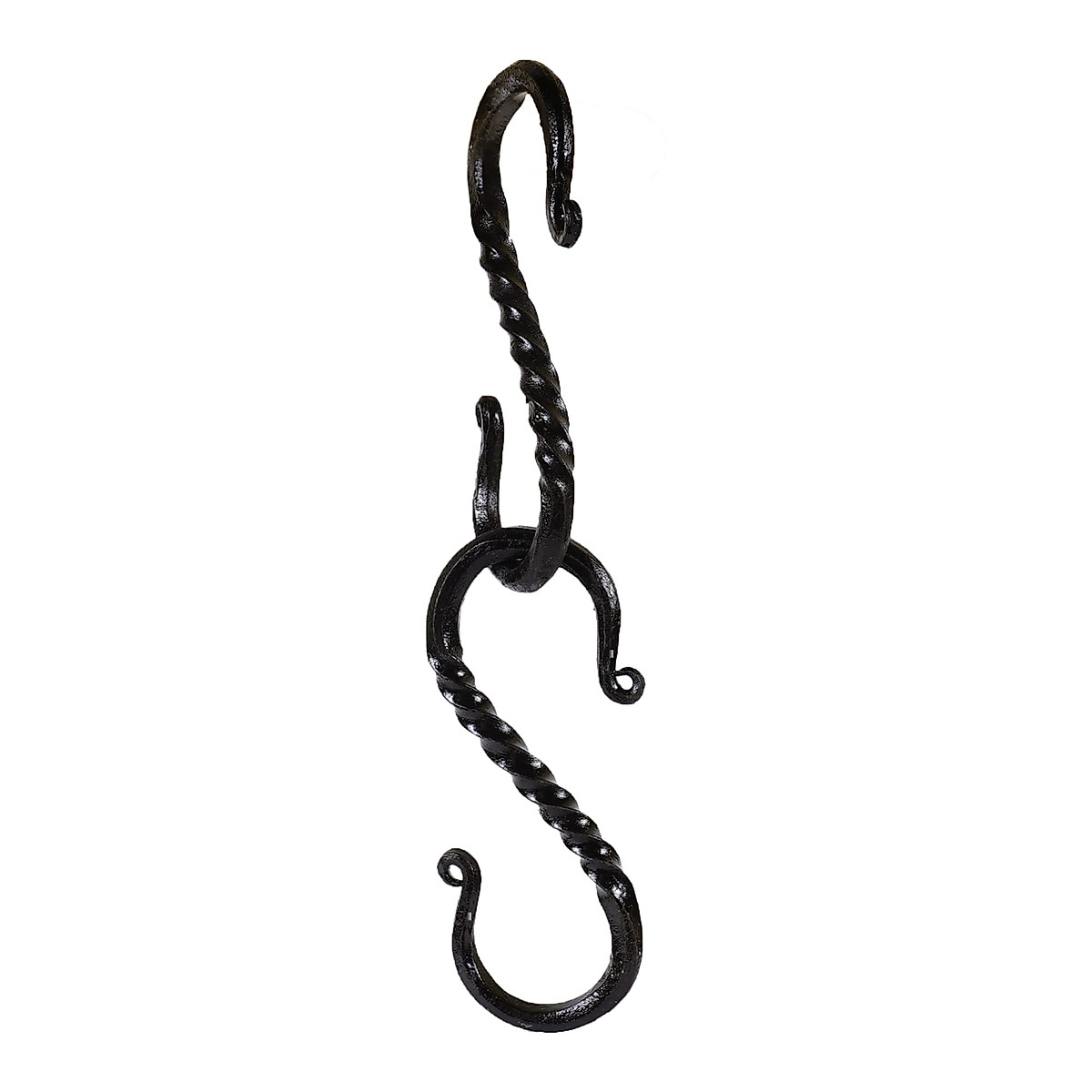 Viking Traders handforged Twisted Heavy-Duty S Hook 2-Pack Rustic Design| Black Coated, S Hooks for Hanging,Heavy Duty Shelving,Garage,Grid Wall,Storage Racks,Hooks for Heavy Weights