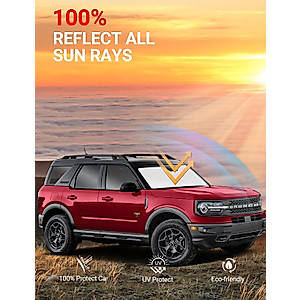 Proadsy 2024 Upgrade Front Windshield Sun Shade Foldable Sunshade Protector Custom Fit 2024 2023 2022 2021 Ford Bronco Sport Accessories