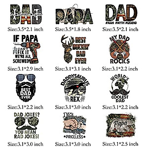 12Pcs Best Dad Ever Father's Day Iron On Decals for Clothing Iron On Patches DIY Heat Transfer Stickers for T-Shirt Jean Appliques