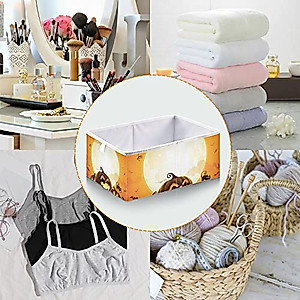 Halloween Pumpkin Storage Basket Storage Bin Rectangular Collapsible Nursery Baskets Foldable Fabric Cube Organizer for Living Room Office