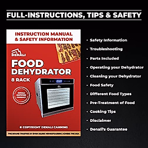 The BEAST by Denali | 8 Layer Stainless Steel Food Dehydrator | 100 Recipes & Full Instructions | Jerky, Fruit Leather, Veggies | Silver, LED Touch, Timer & Low-Noise Fan | Denali is a USA Company (The BEAST 8-Layer Dehydrator)