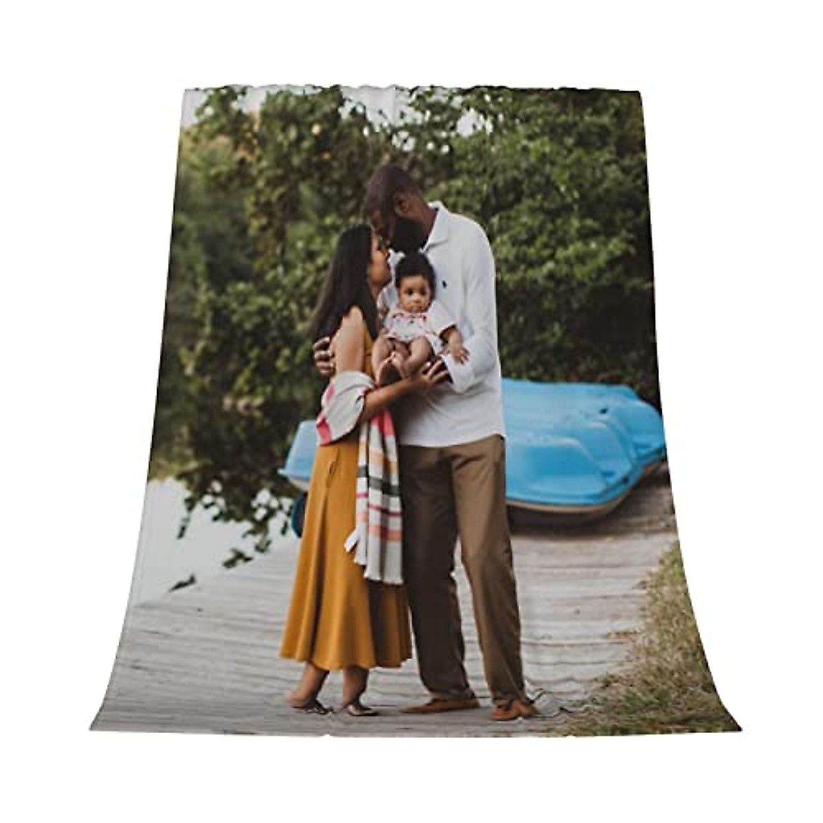 Sofevaim Custom Blanket with Photo, Personalized Bedding Throw Blankets Customized Flannel Fleece Blankets for Family Birthday Wedding Gift for Couch Sofa Bedroom Living Room 60"x50"