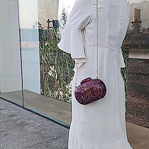 WuYangSto Small Clutch Purses for Women Prom Acrylic Evening Bags with Gold Chain (Purple)
