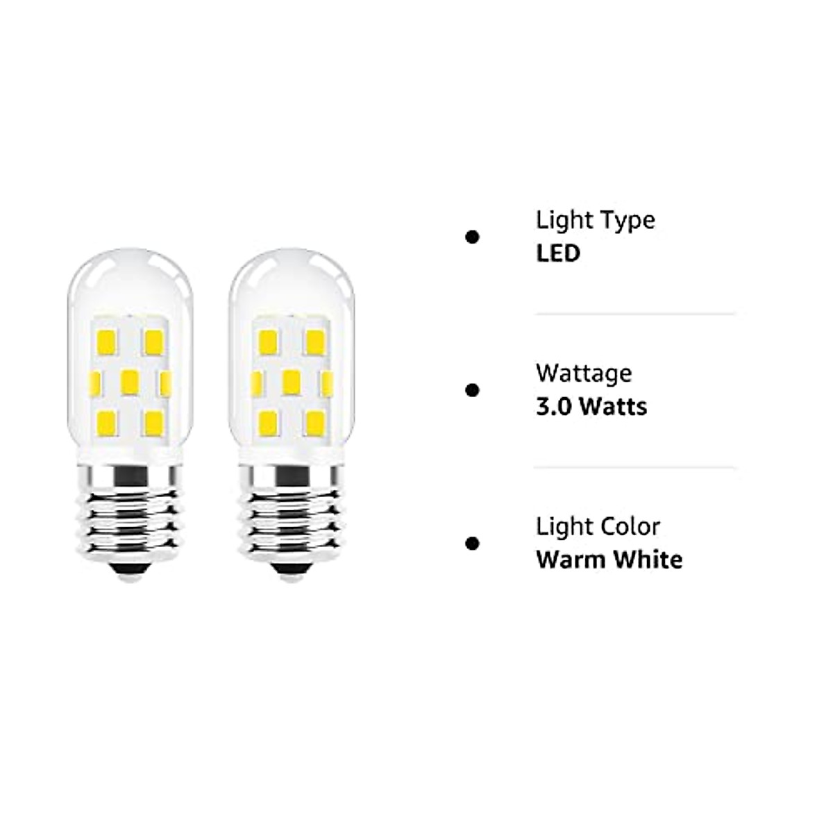 LED Microwave Light Bulb Over Stove Appliance 8206232A 40W Incandescent Equivalent, E17 LED Bulb Dimmable for Refrigerator, Range Hood, 3W 380LM Warm White 3000K, T7 Intermediate Base, Pack of 2