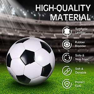 Deekin 6 Pcs Soccer Ball Bulk with Pump Teamwork Outdoor Sport Soccer Ball Bulk Game Training Soccer Ball for School Sport Teen Adult Child(Size 3,Black)