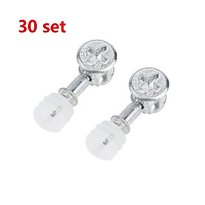 Antrader Furniture Side Knock Down Furniture Cam Lock Connecting Fitting Pre-inserted Nut Dowels connector Assembly 30 Sets (812 Fitting+25mm Fitting Screw+Open colloid)