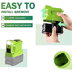 150W Powered Inverter Generator for Ryobi 18V Lithium Battery，ryobi Battery Inverter Power Station with 2-USB&AC 110V-120v，Power Inverter with 200LM LED Light USB Cable