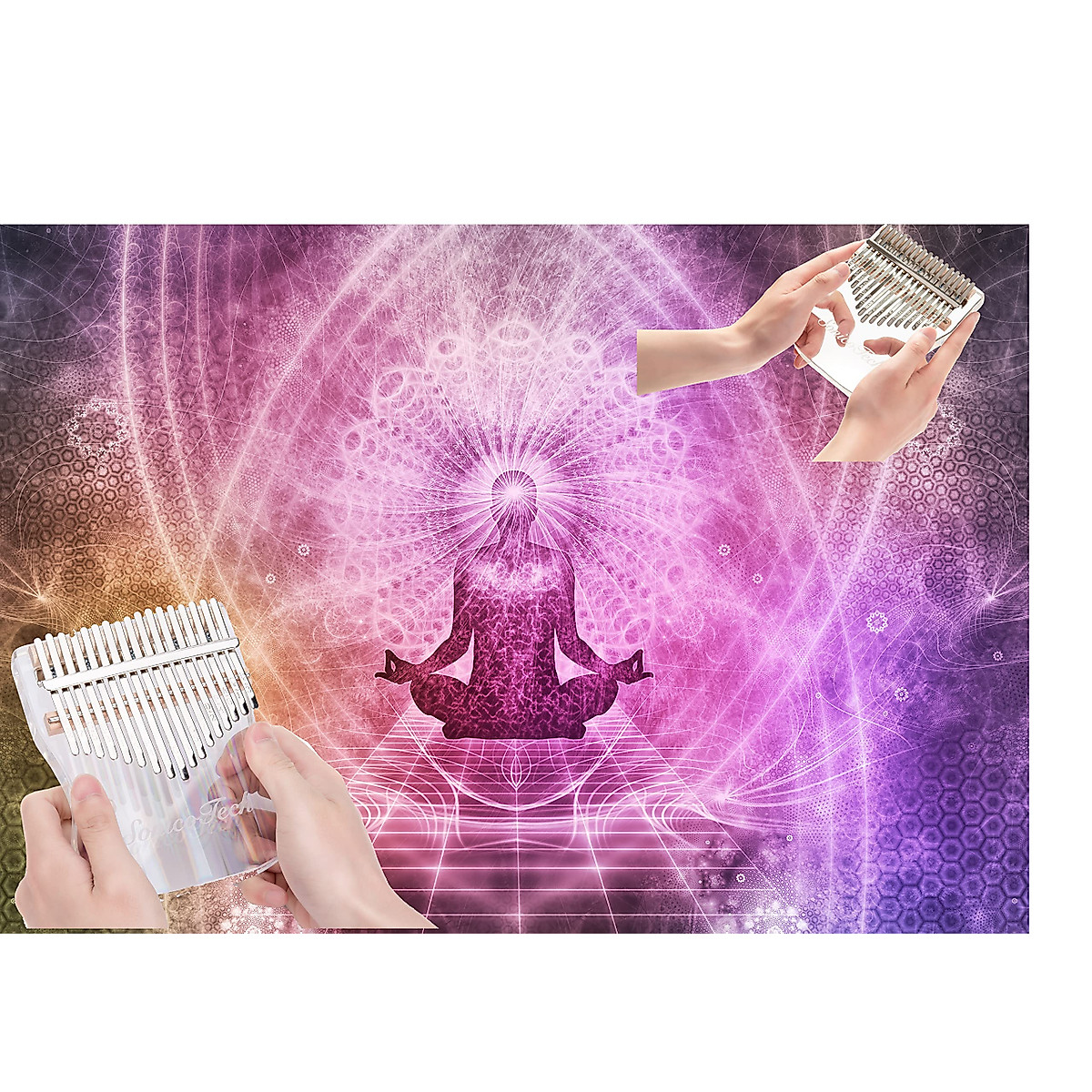 Kalimba Thumb Piano Rainbow Acrylic Kalimba Cute Kalimba 17 Keys Finger Piano Crystal Kalimba Hand Piano Marimba Instrument Sound Healing Instruments Meditation Instruments By SonicoTech (Rainbow)