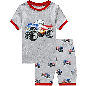 DDSOL Toddler Boys Pajamas Sets Summer Pjs 2 Piece Sleepwear Truck Cotton Kids Short Jammies 5T 6T