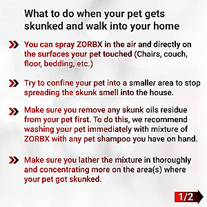 ZORBX Unscented Skunk Odor Remover Spray – Fast Acting Skunk Smell Removal | Extra Strength Skunk Odor Eliminator for Dogs, House, Home, Car, Clothes & Furniture (24 FL Oz.)