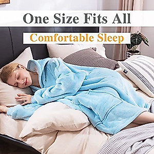 M.Nollby Oversized Wearable Blanket For Women Men Thick Flannel And Warm Sherpa Fleece Blanket Hoodie Cozy Blanket Sweatshirt With Sleeves and Giant Pocket