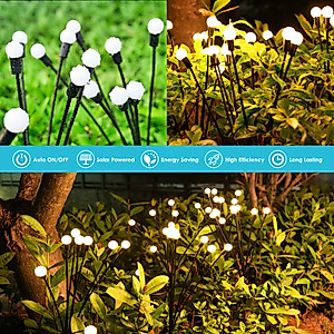 mopha Solar Garden Lights, 6 Pack Swaying Solar Lights Outdoor Waterproof, Solar Firefly Lights Decorative with High Flexibility Iron Wire & Heavy Bulb Base, for Outdoor, Patio, Yard & Garden Decor