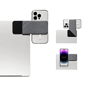 MOFT Magnetic Laptop iPhone Mount, Continuity Camera Mount, Foldaway Portable Laptop Top & Side Holder for Dual-Screen Setup - Gray