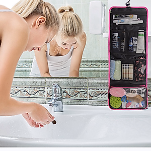 Relavel Travel Hanging Toiletry Bag for Women Men Large Capacity Makeup Bag Waterproof Cosmetic Storage Organizer Case for Bathroom Shower Small