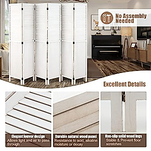 Vicluke 6 Panels Room Divider with 360 Degree Hinges, 5.6 FT Wood Folding Privacy Screen, Freestanding Partition Wall Dividers for Office, Home, Christmas Decor(White)