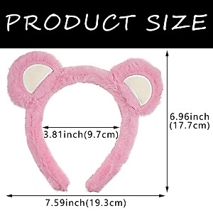 Thinslimer 4 Pack Cute Bear Ears Headband for Women Fluffy Bear Ears Plush Hair Hoop Facial Washing Make Up Headband Hair Accessories for Women and Girls (2 Colors)