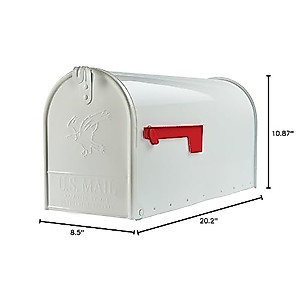 Gibraltar Mailboxes Elite Large Capacity Galvanized Steel White, Post-Mount Mailbox, E1600W00