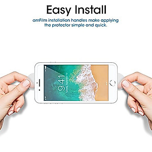 amFilm Screen Protector for Apple iPhone 8 Plus, 7 Plus, 6S Plus, 6 Plus, Tempered Glass, 2 Pack