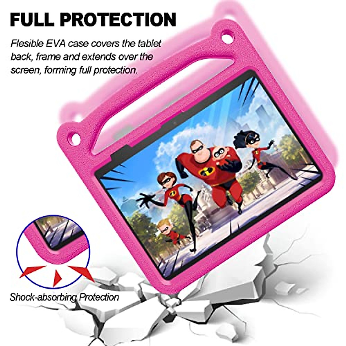 All-New Fire 7 Tablet case(2022 Release),Fire 7 Tablet case for Kids, Riaour Light Weight Shockproof Kid-Proof Protective Cover with Handle Built-in Foldable Kickstand for Amazon fire 7 Tablet,Rose